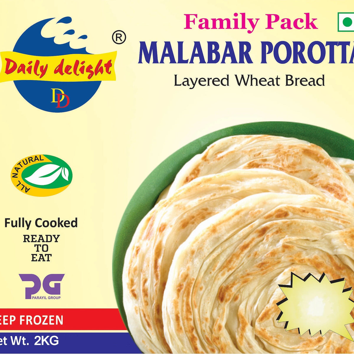 Daily Delight Malabar Porotta Family Pack 2Kg | BigTrolley